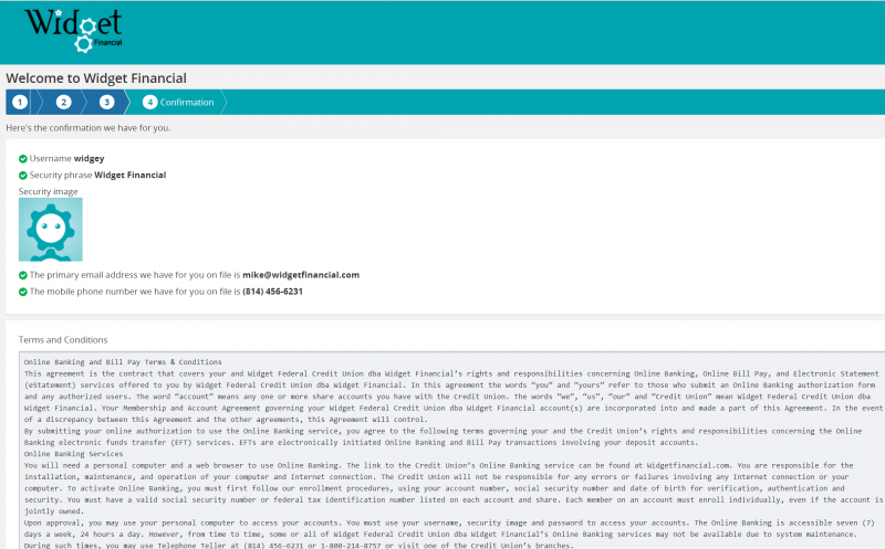 Business Online Banking - Widget Financial